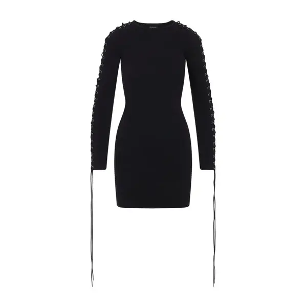 Balenciaga Lace-up Mini Dress - Black