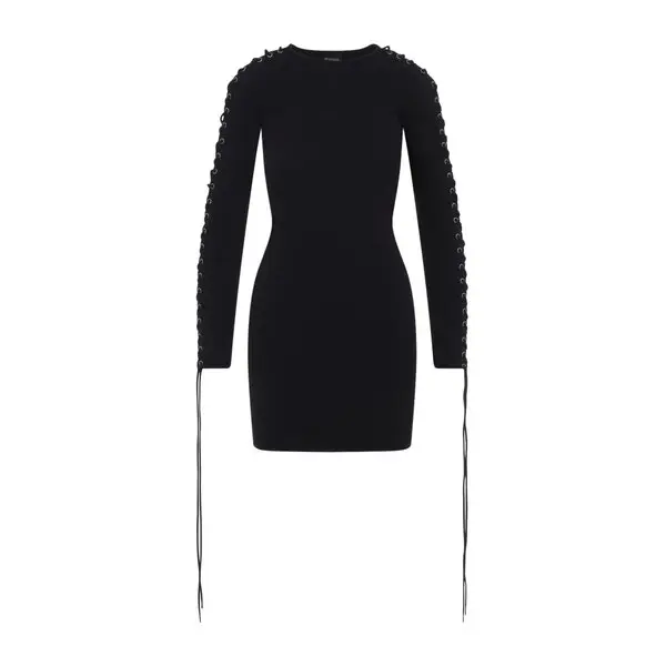 Balenciaga Lace-up Mini Dress - Black