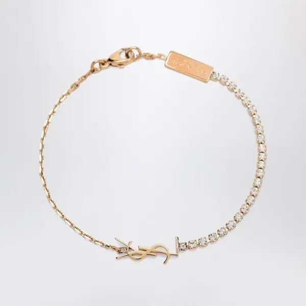 Saint Laurent Cassandre Charm Bracelet In Gold-tone Metal - Silver