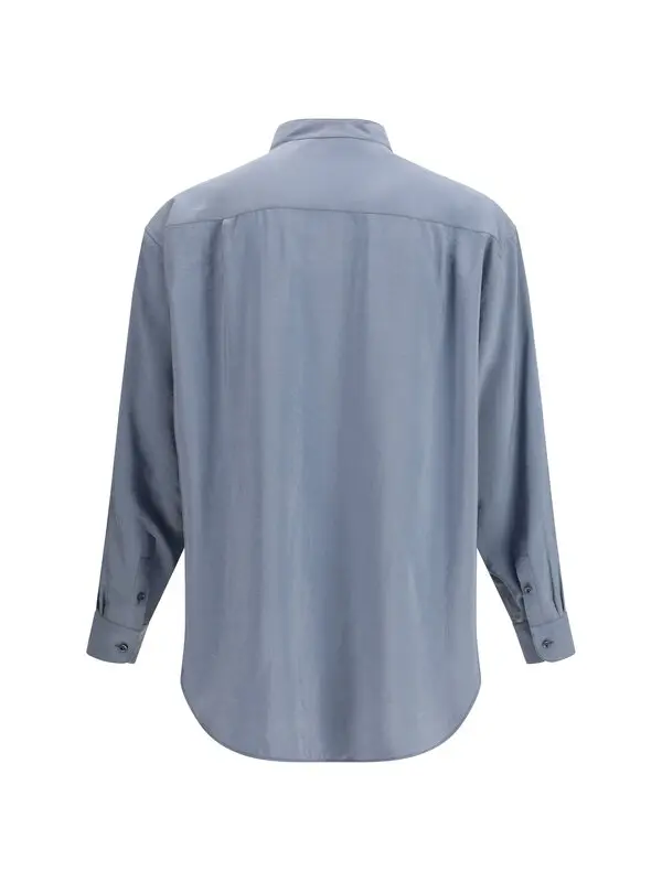 Giorgio Armani Washed Silk Shirt With Band Collar