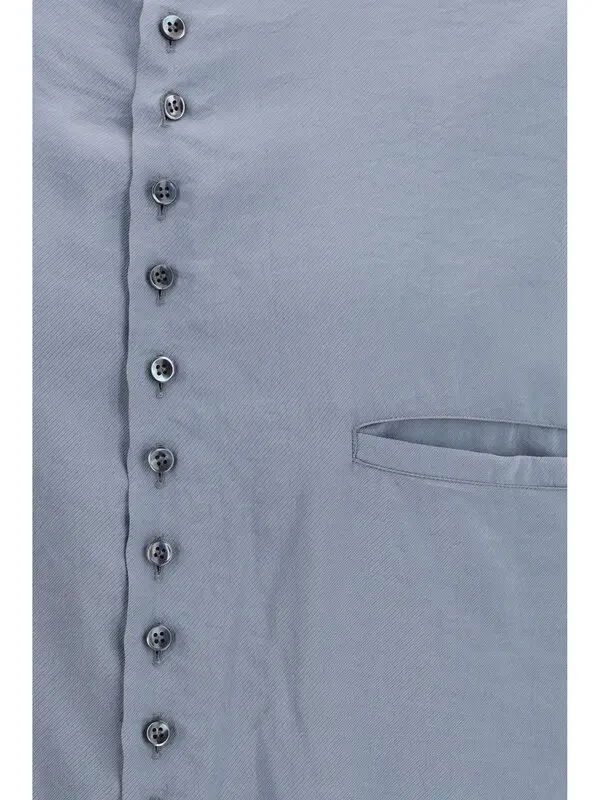 Giorgio Armani Washed Silk Shirt With Band Collar