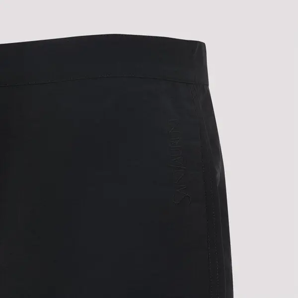 Saint Laurent Polyamide Swim Shorts With Embroidered Logo - Black
