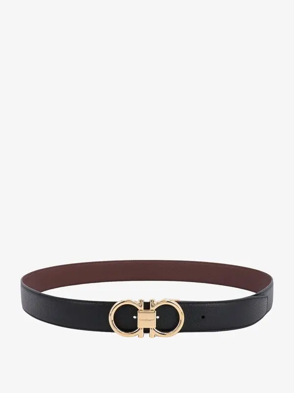 FERRAGAMO Reversible Leather Belt With Gancini Buckle - Multicolor
