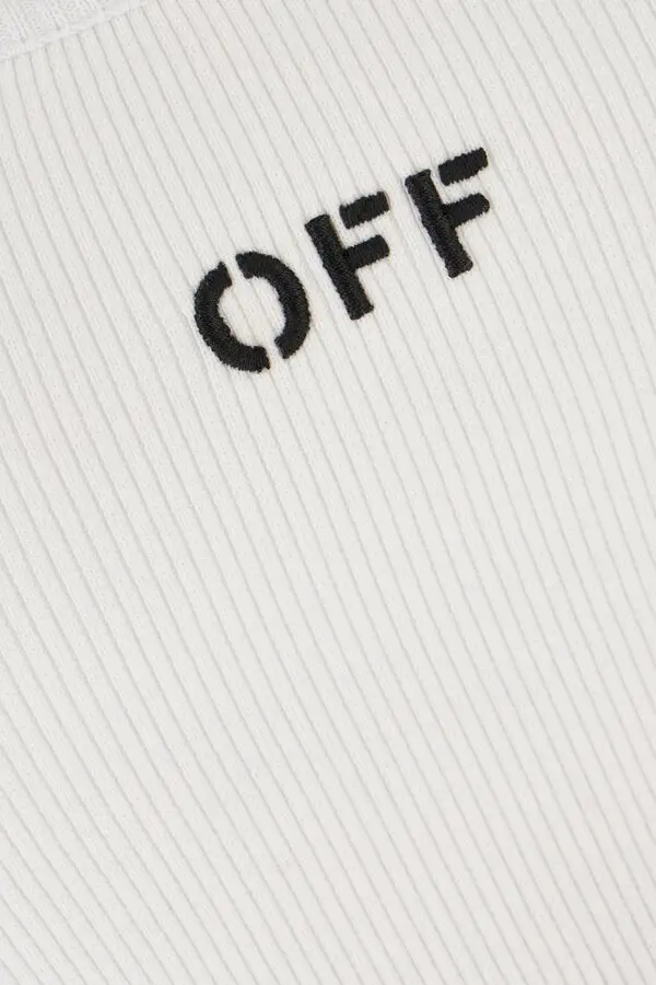 Off-White Ribbed Tank Top With Logo Detail