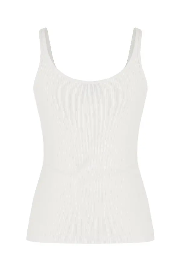 Off-White Ribbed Tank Top With Logo Detail