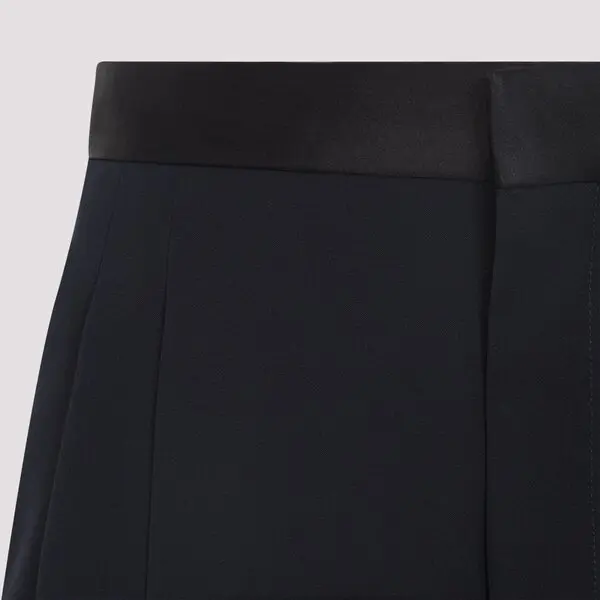 Bottega Veneta Midnight Wool Tapered Trousers - Blue