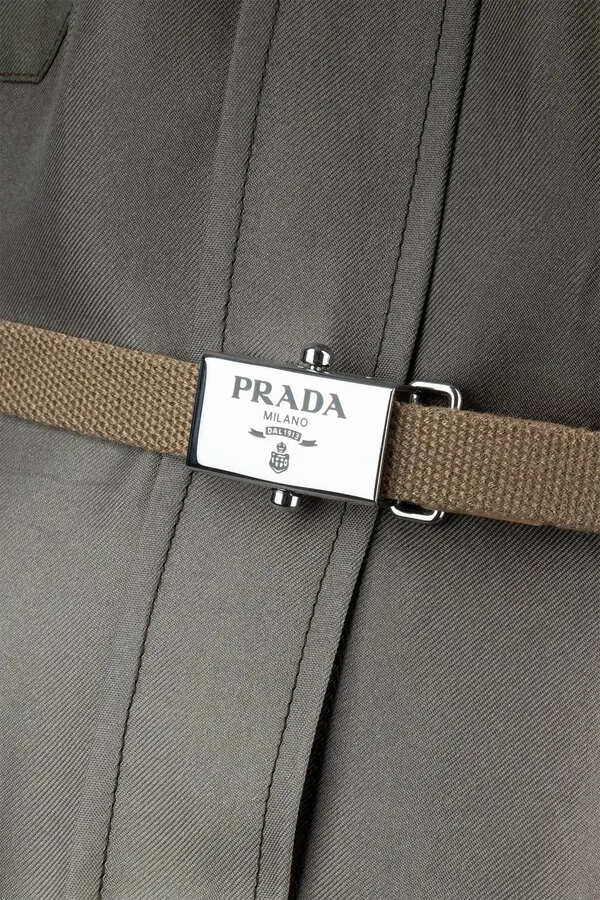 Prada Long Sleeve Belted Shirt Dress