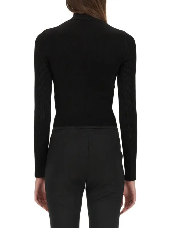 DIESEL® Ribbed Turtleneck Top With Logo Detail