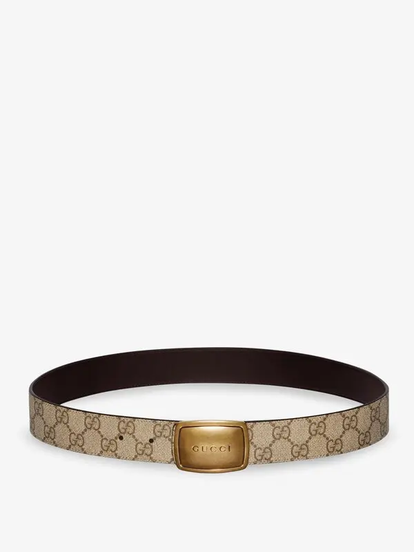 Gucci Gg Supreme Belt With Engraved Buckle - Multicolor