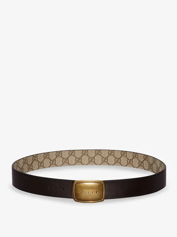 Gucci Gg Supreme Belt With Engraved Buckle - Multicolor