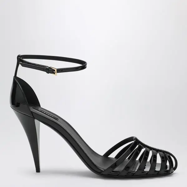 Givenchy Patent Leather Cage Heeled Sandals - Black