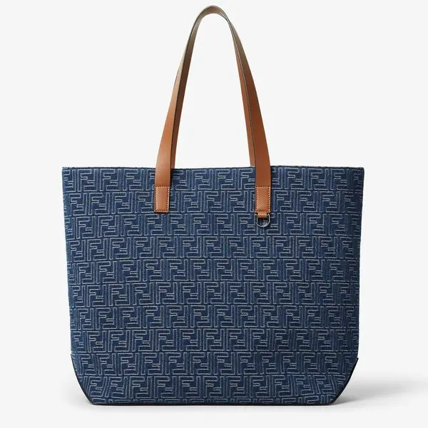 Fendi Medium Shopper Bag In Ff Jacquard - Gray