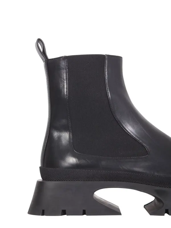 JIL SANDER Leather Chelsea Boots With Block Heel