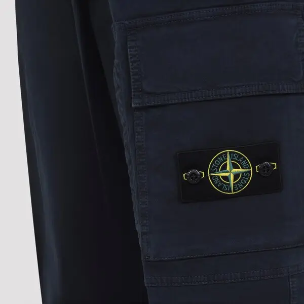 Stone Island Cotton Blend Cargo Trousers - Blue