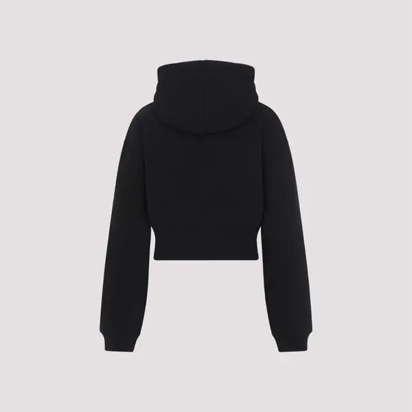 Celine Cropped Cotton Hoodie With Logo Detail