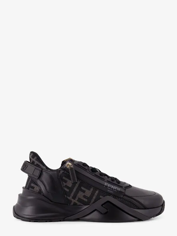 Fendi Leather Flow Sneakers With Ff Jacquard Fabric Inserts - Multicolor