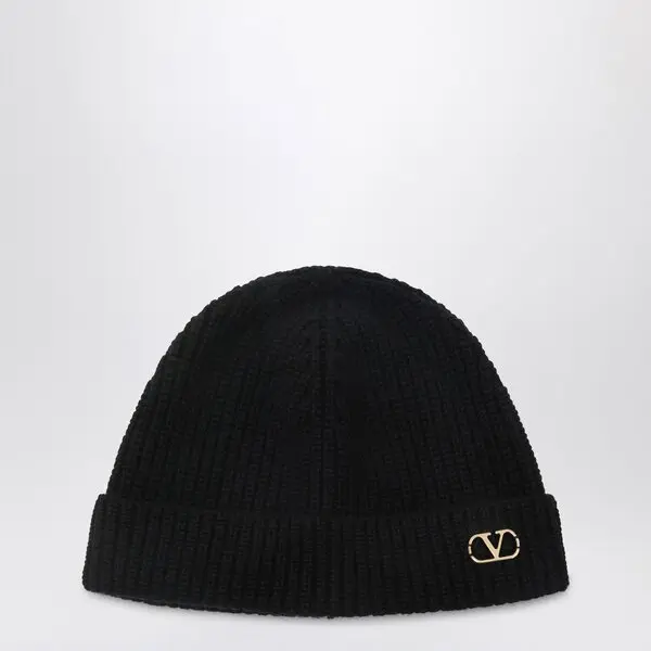 Valentino Garavani Cashmere Beanie With Vlogo Signature - Black