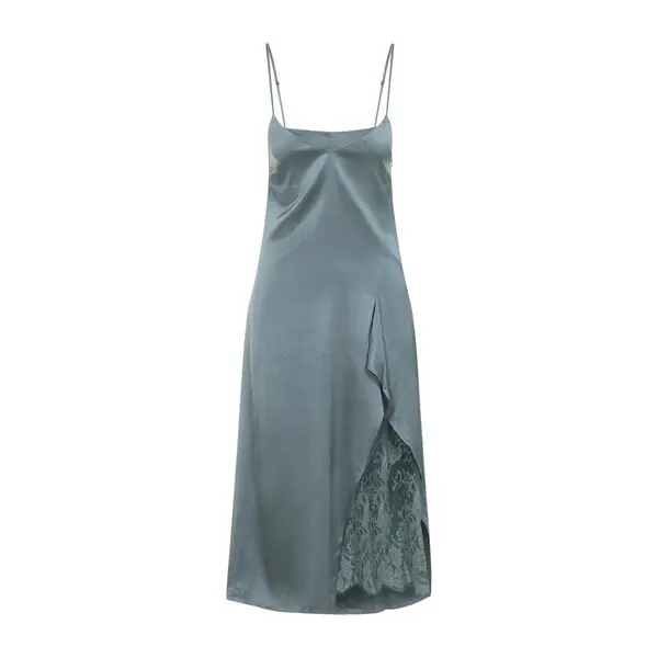 Acne Studios Viscose Midi Dress With Lace Inserts - Green
