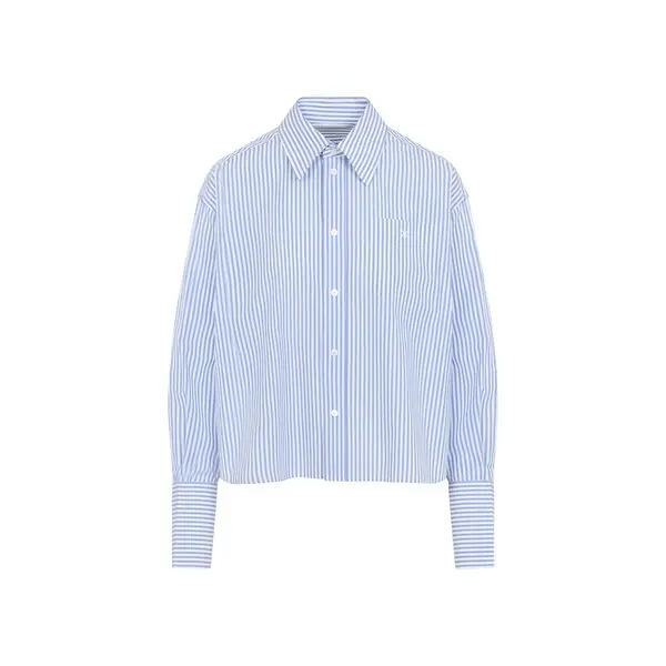 Celine Striped Cotton Cropped Shirt - Blue