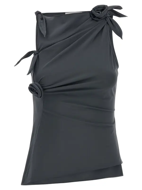 Coperni Asymmetric Flower Sleeveless Top - Gray