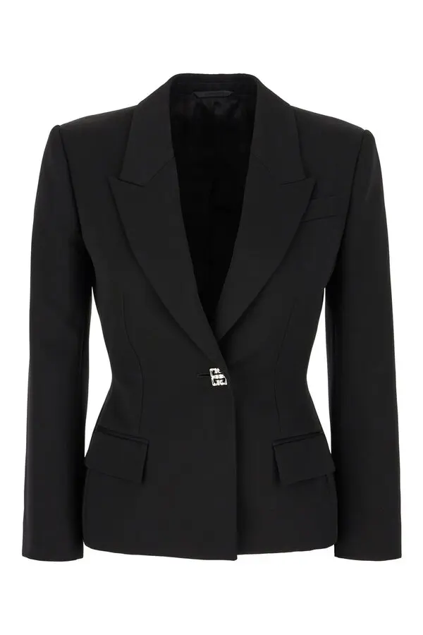 Givenchy Black Blazer With Silver Tone Clasp
