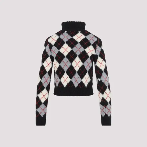 Celine Wool Argyle Turtleneck Sweater