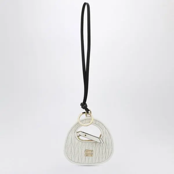 Miu Miu Quilted Leather Trick With Ring And Mirror - White