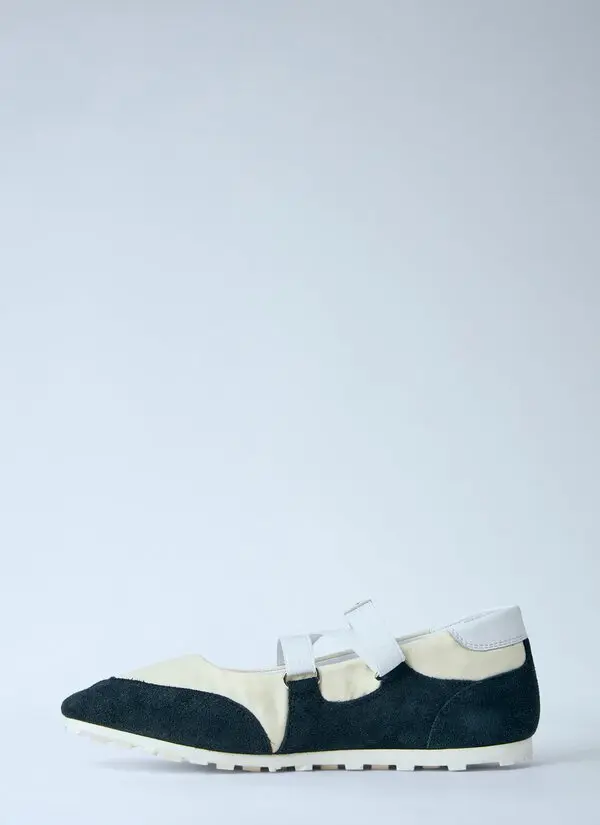 Marni Mary Jane Sneakers In Suede And Nylon - Black