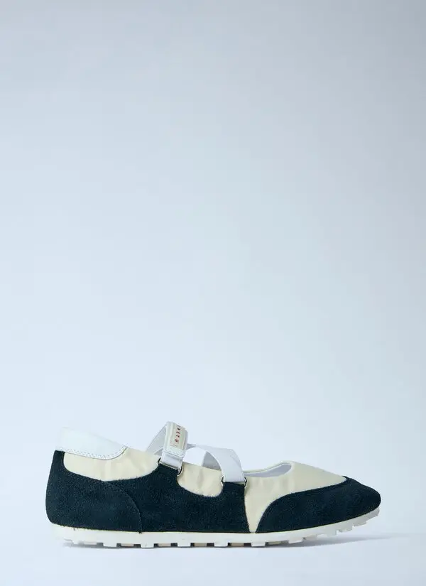 Marni Mary Jane Sneakers In Suede And Nylon - Black