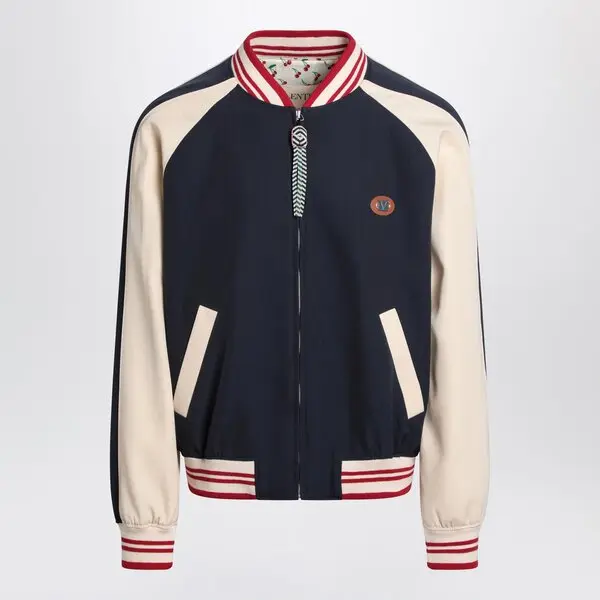 Valentino Garavani Mixed Wool Vlogo Bomber Jacket - Blue