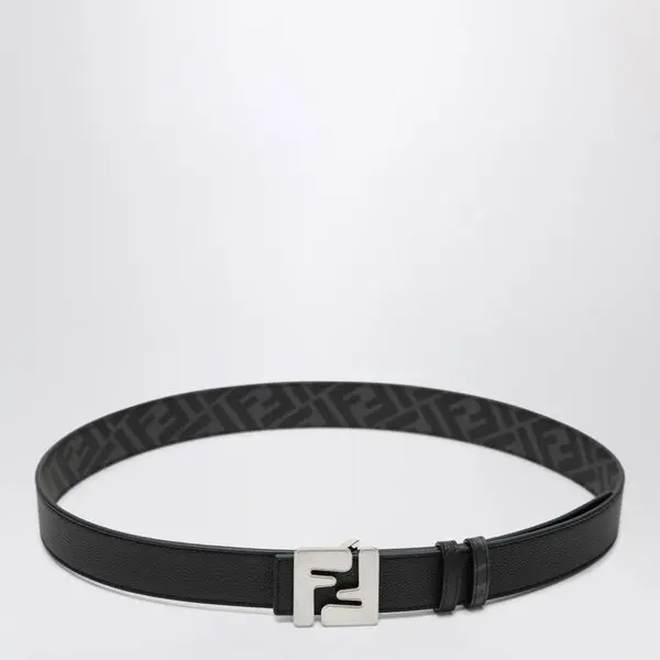 Fendi Reversible Squared Ff Belt In Leather - Black