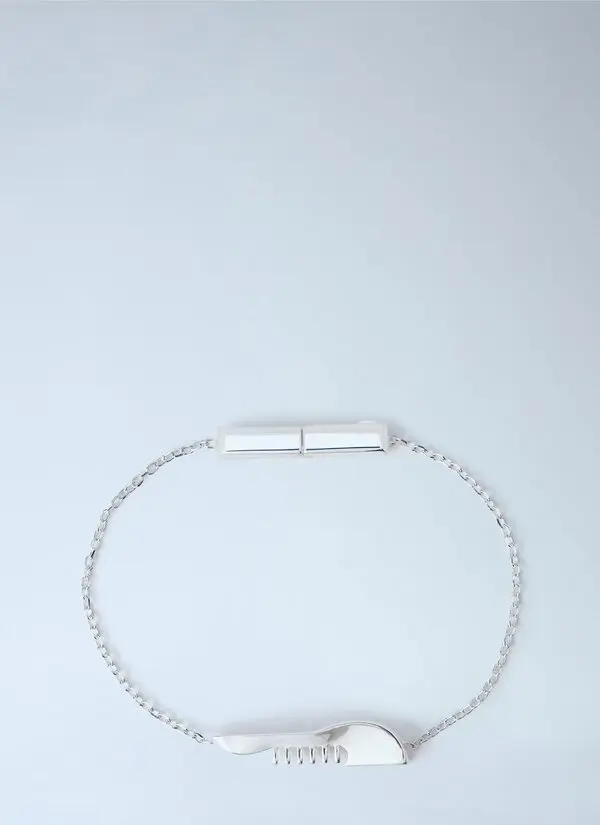 Bottega Veneta Sterling Chain Bracelet With Bar Clasp - Silver