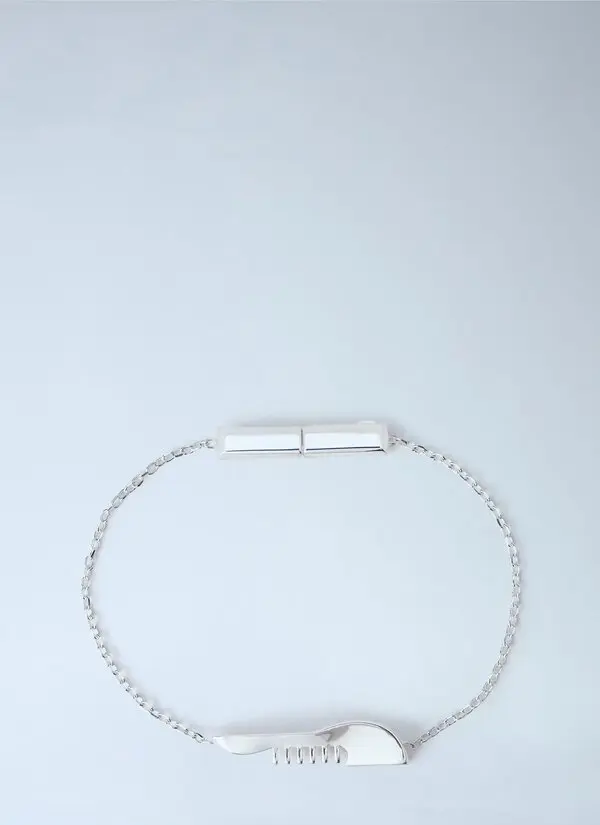Bottega Veneta Sterling Chain Bracelet With Bar Clasp - Silver