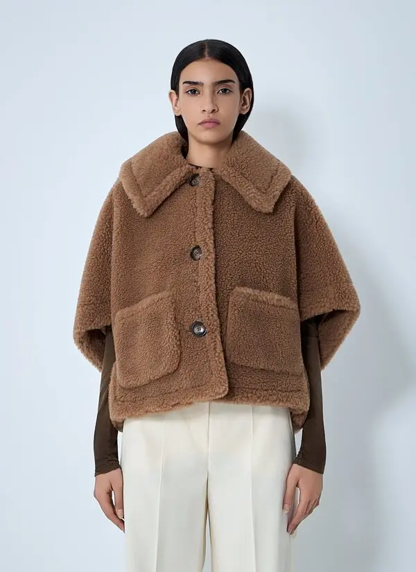 Max Mara Brushed Wool Blend Cape