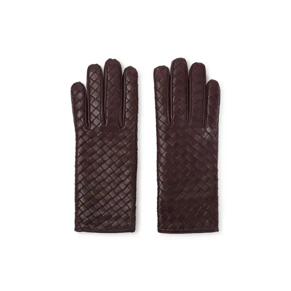 Bottega Veneta Intrecciato Leather Gloves - Red