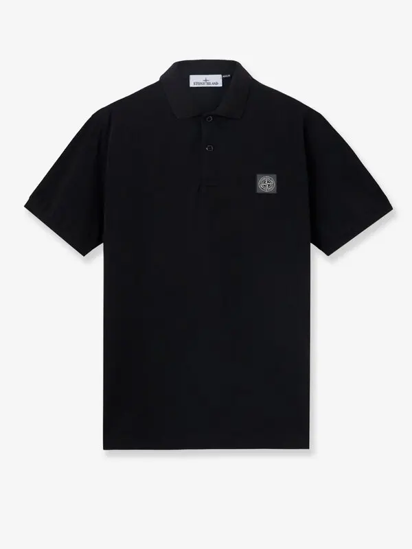 Stone Island Stretch Organic Cotton Polo Shirt - Black