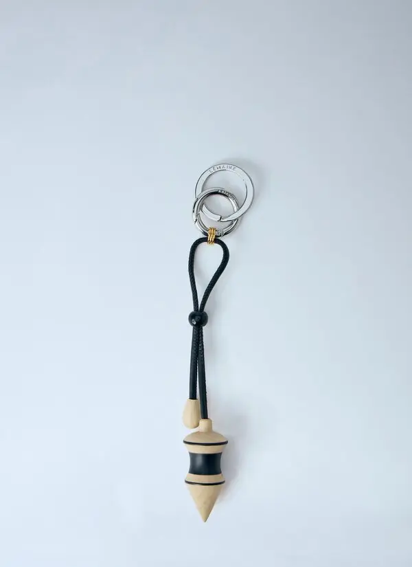LEMAIRE Black Stripes Pendulum Bag Charm - Gold