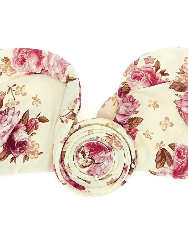 Magda Butrym Floral Print Off-the-shoulder Bikini Top With Rose Detail