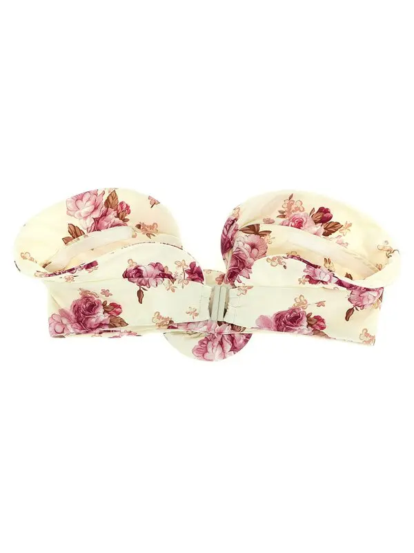 Magda Butrym Floral Print Off-the-shoulder Bikini Top With Rose Detail - Multicolor
