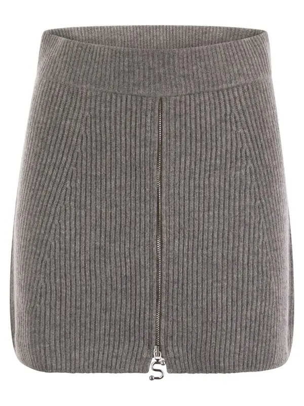 Sportmax Refolo Wool And Cashmere Mini Skirt - Gray