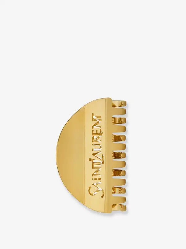 Saint Laurent Half-moon Logo Hair Clip Gold Tone - Multicolor