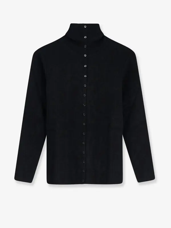 TOTEME High Neck Buttoned Viscose Blend Cardigan - Black