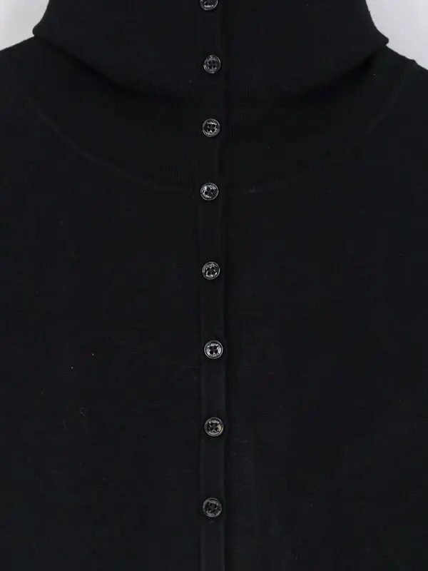 TOTEME High Neck Buttoned Viscose Blend Cardigan - Black