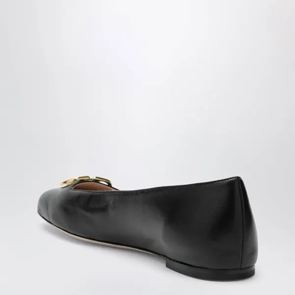 Valentino Garavani Vlogo Signature Ballerina Flats In Nappa Leather - Black