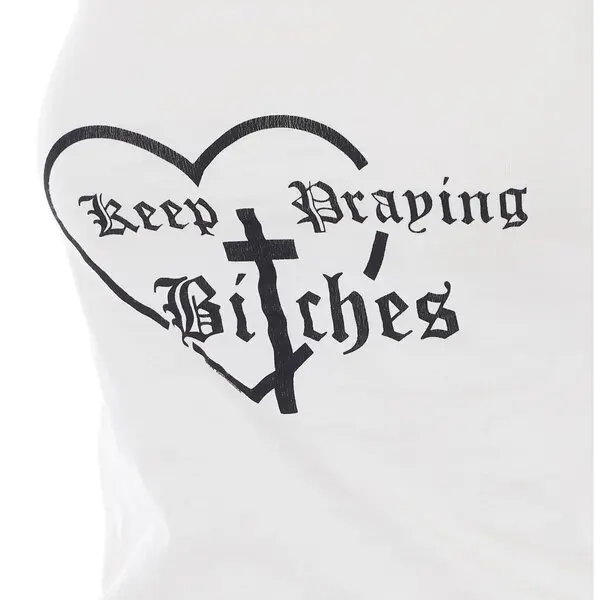 WILLY CHAVARRIA Keep Praying Graphic Print Tank Top - White