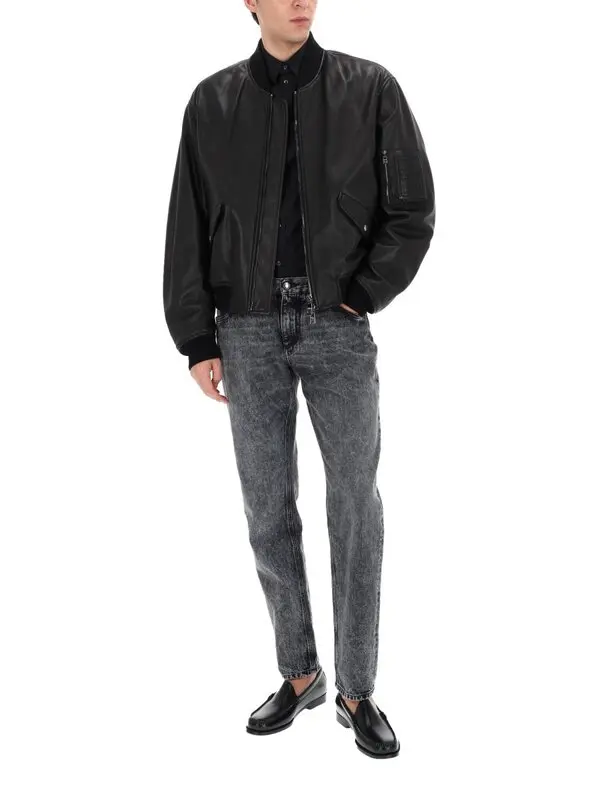 Dolce & Gabbana Leather Bomber Jacket - Black