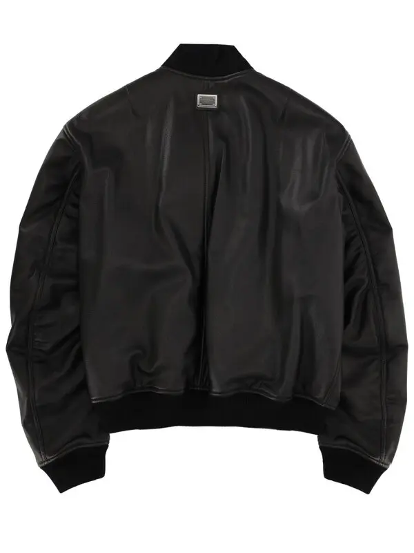 Dolce & Gabbana Leather Bomber Jacket - Black
