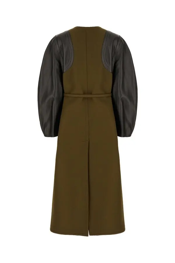 Fendi Belted Wool Coat With Leather Sleeves - Multicolor