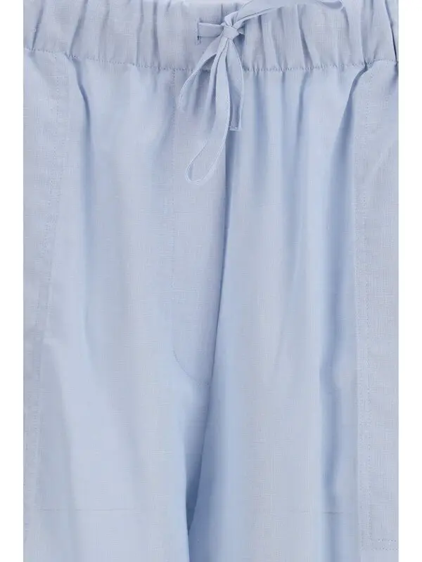 TOTEME Cotton And Linen Blend Palazzo Pants - Blue