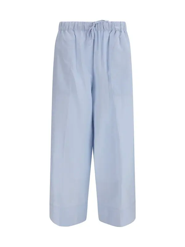 TOTEME Cotton And Linen Blend Palazzo Pants - Blue
